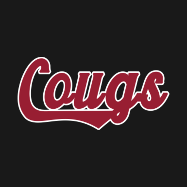 Cougs in Red Script Font - Cougs - T-Shirt | TeePublic