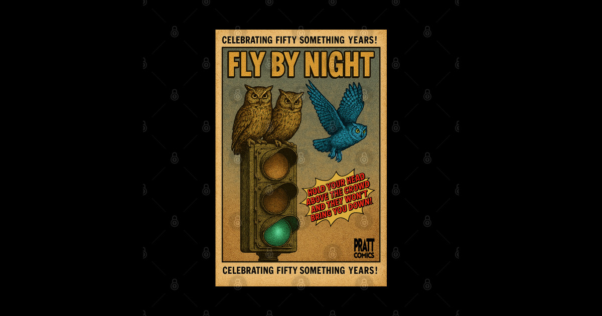 Fly By Night Fifty Something Comic Book - Rush Band - Sticker | TeePublic