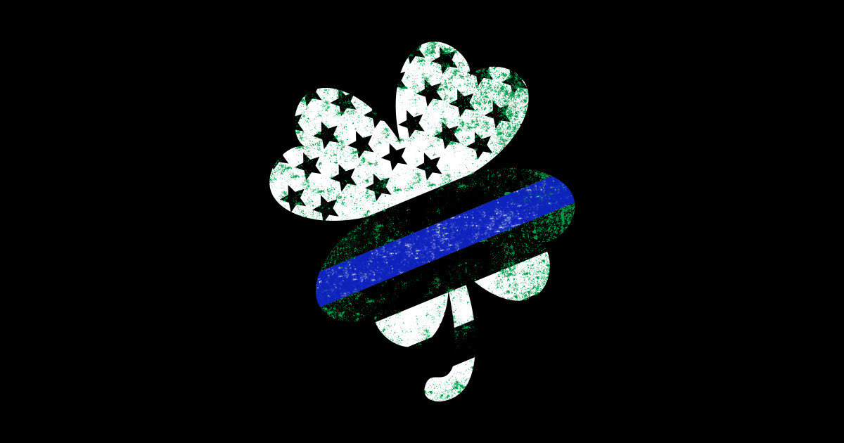 Shamrock shaped symbol with blue line flag for the police - Blue Line ...