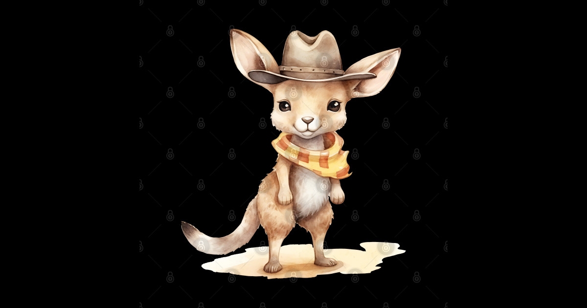 Kangaroo Wearing a Cowboy Hat - Kangaroo - Sticker | TeePublic