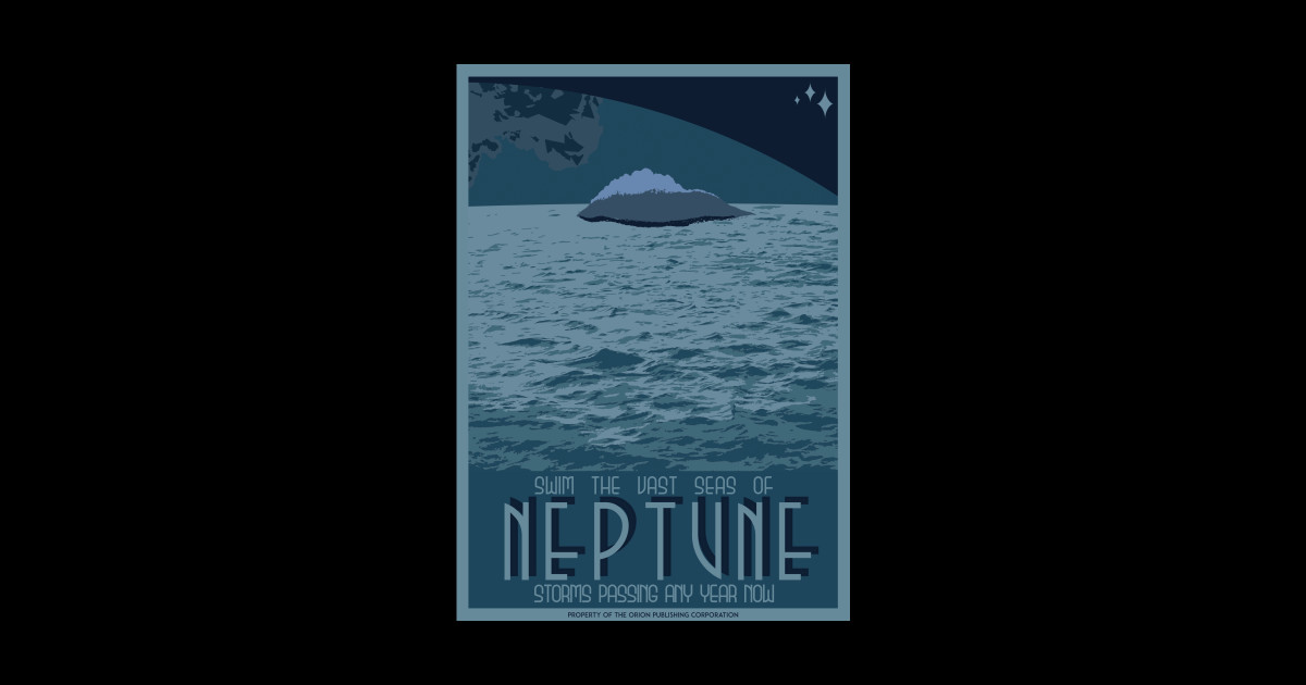 Art Deco Space Travel Poster - Neptune - Space Travel Art Deco Sci Fi ...