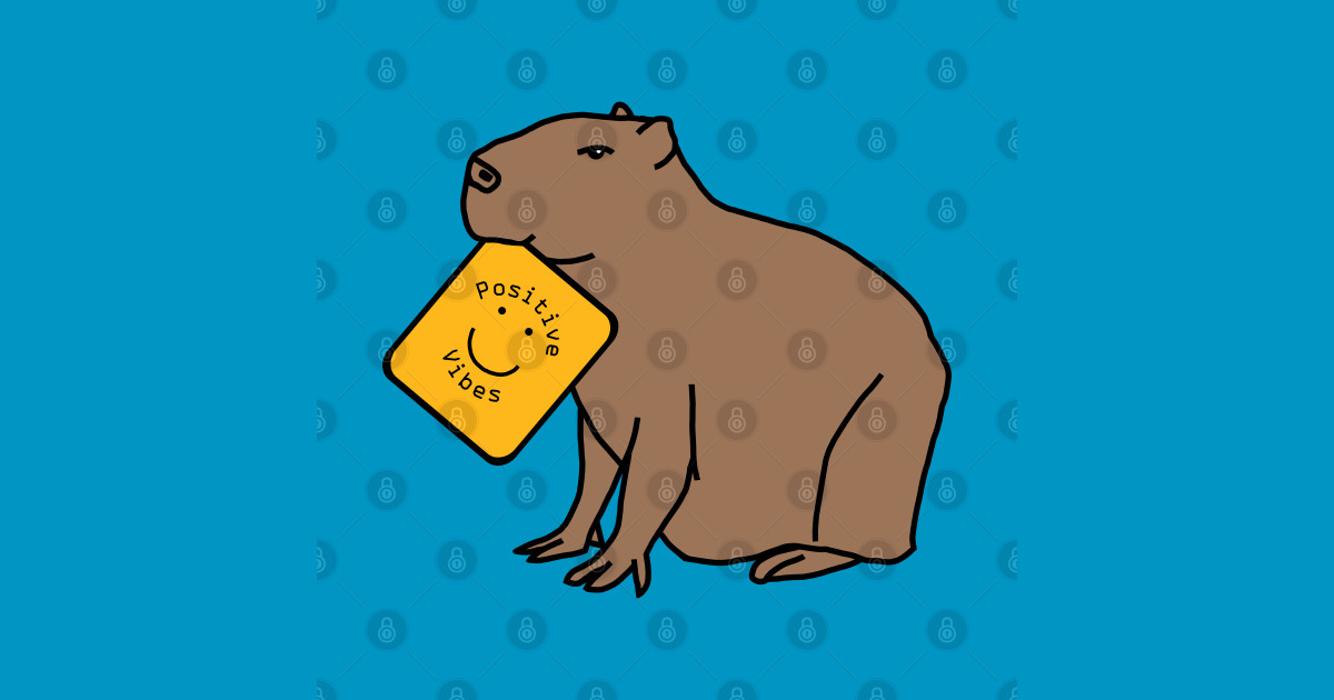 Capybara with Positive Vibes Smiley Face - Capybara - T-Shirt | TeePublic