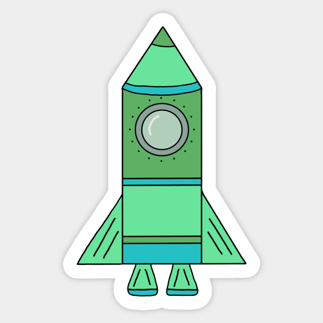 Cute Green Rocket Ship Drawing Pattern - Rocket - Sticker | TeePublic