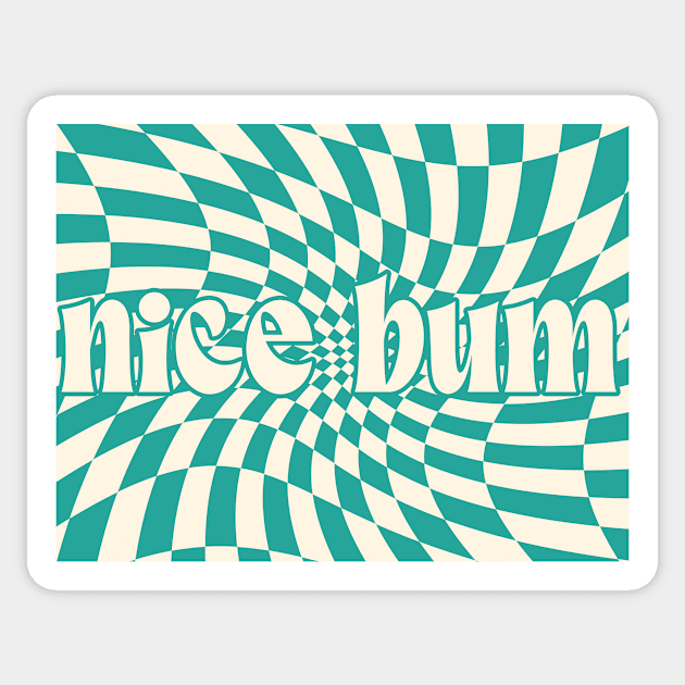 Nice Bum Aesthetic Green Chequerboard - Aesthetic - Sticker | TeePublic