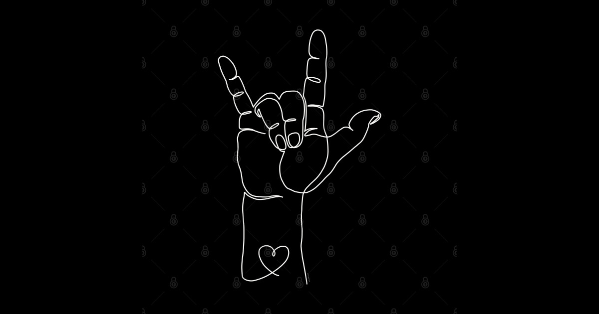 ASL Hand Sign I Love You with Heart One Line Art - Asl Gift - Posters ...