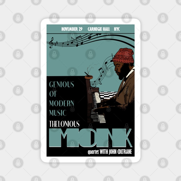 Thelonious Monk Jazz Poster - Illustrations - Magnet | TeePublic