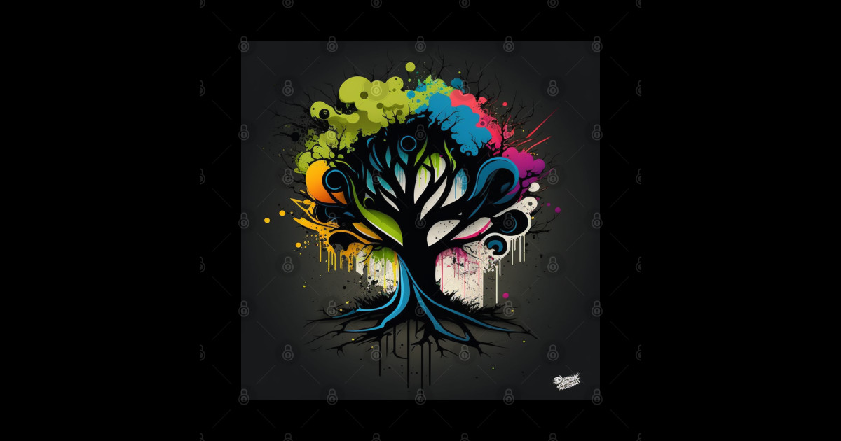 Cosmic Tree Splatter Paint - Tree - Posters and Art Prints | TeePublic