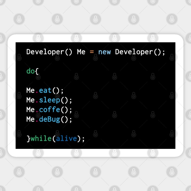 Developer life in java - Coding - Sticker | TeePublic
