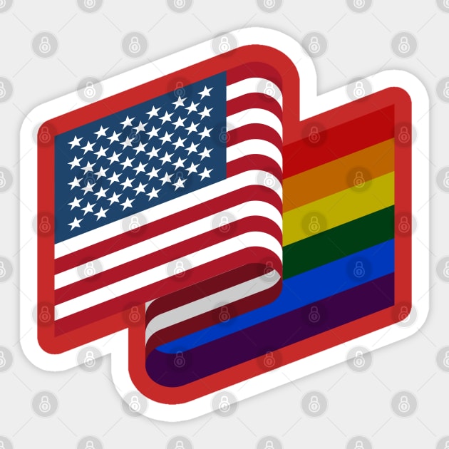 American Flag and Rainbow Flag - Rainbow American Flag - Sticker ...