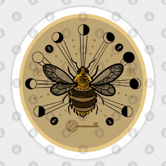 Bee and Moon Phases - Bee - Sticker | TeePublic