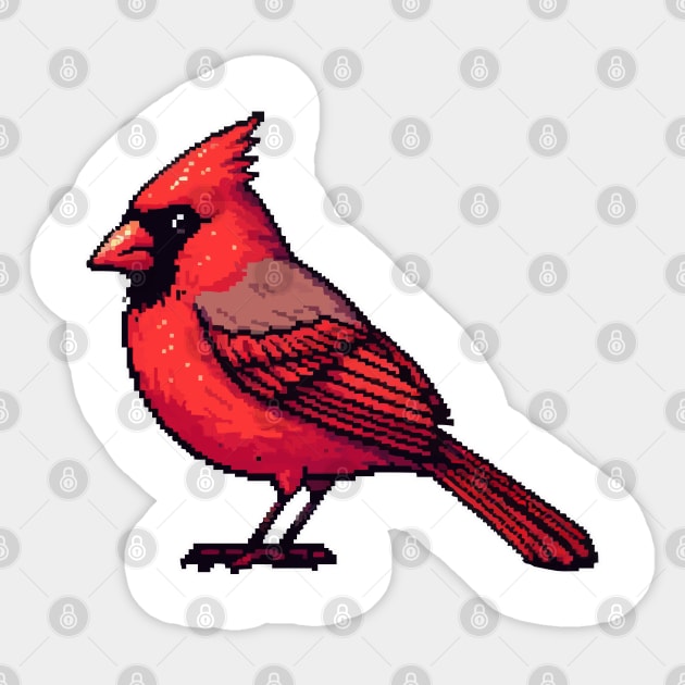 Cardinal Bird Pixel - Cardinal Bird - Sticker | TeePublic