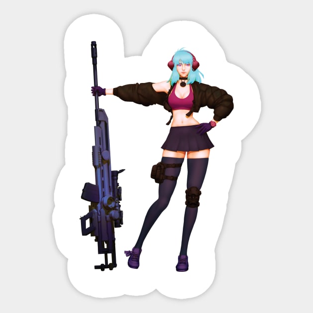 Girl and Gun - Gun - Sticker | TeePublic