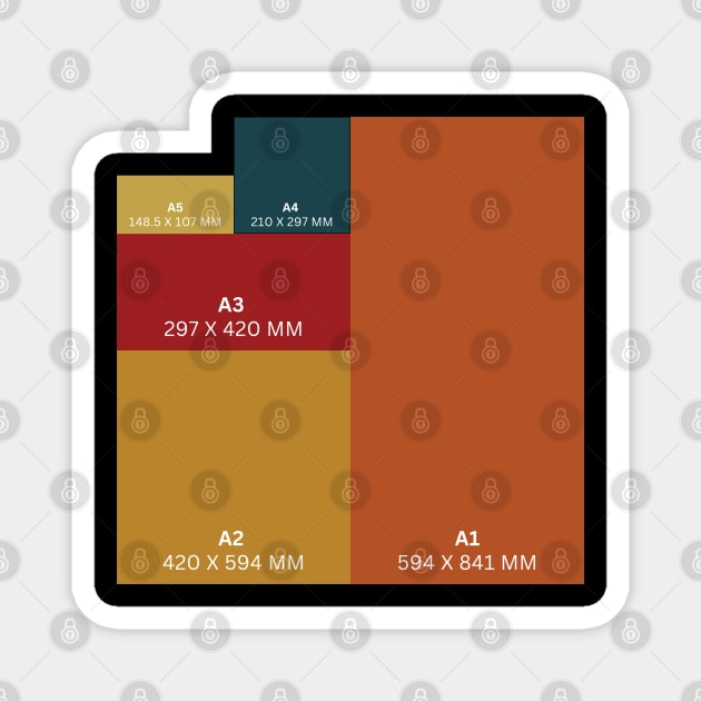 Paper Sizes A1, A2, A3, A4, A5 0.2 - Paper - Magnet | TeePublic
