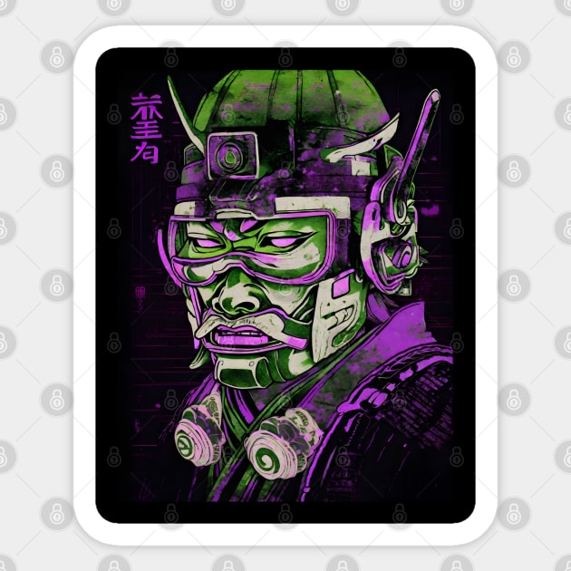 cyberpunk samurai wear oni mask - Oni Mask - Sticker | TeePublic