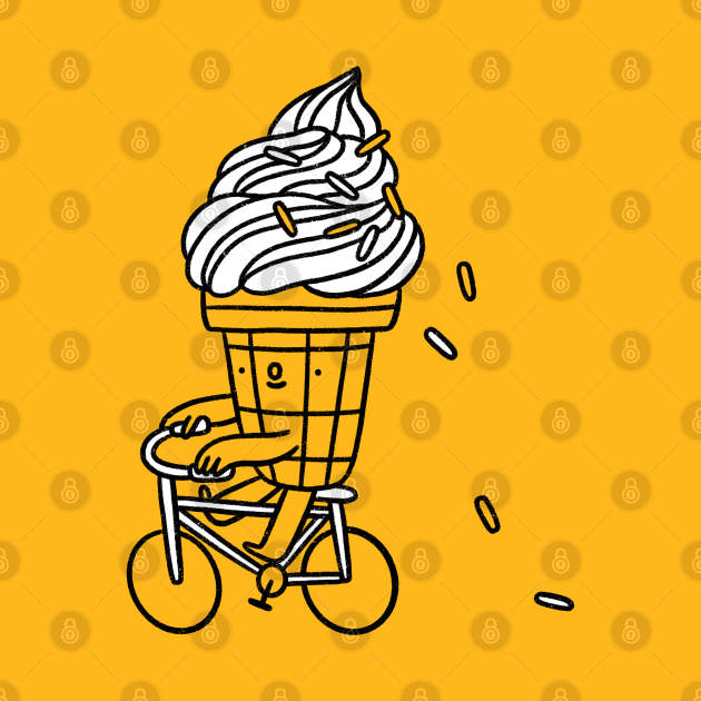 Ice cream riding a bicycle - Ice Cream - T-Shirt | TeePublic