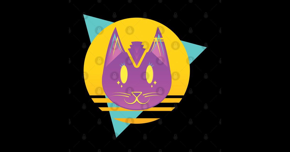 Synthwave / Retrowave Cat - Synthwave Cat - Sticker | TeePublic
