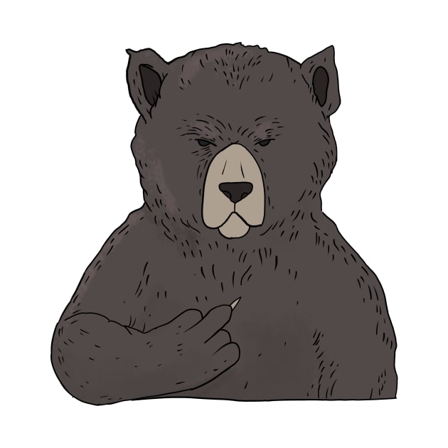 Grumpy Brown Bear Holding Middle Finger - Middle Finger - T-Shirt ...