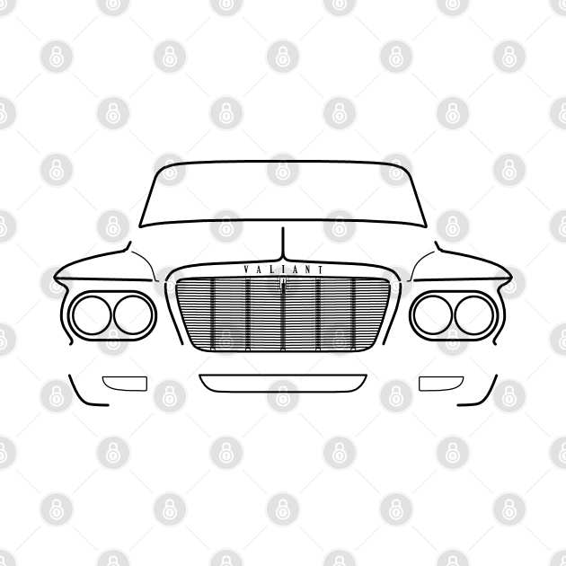 Valiant 1960s classic car black outline graphic - Valiant - T-Shirt ...