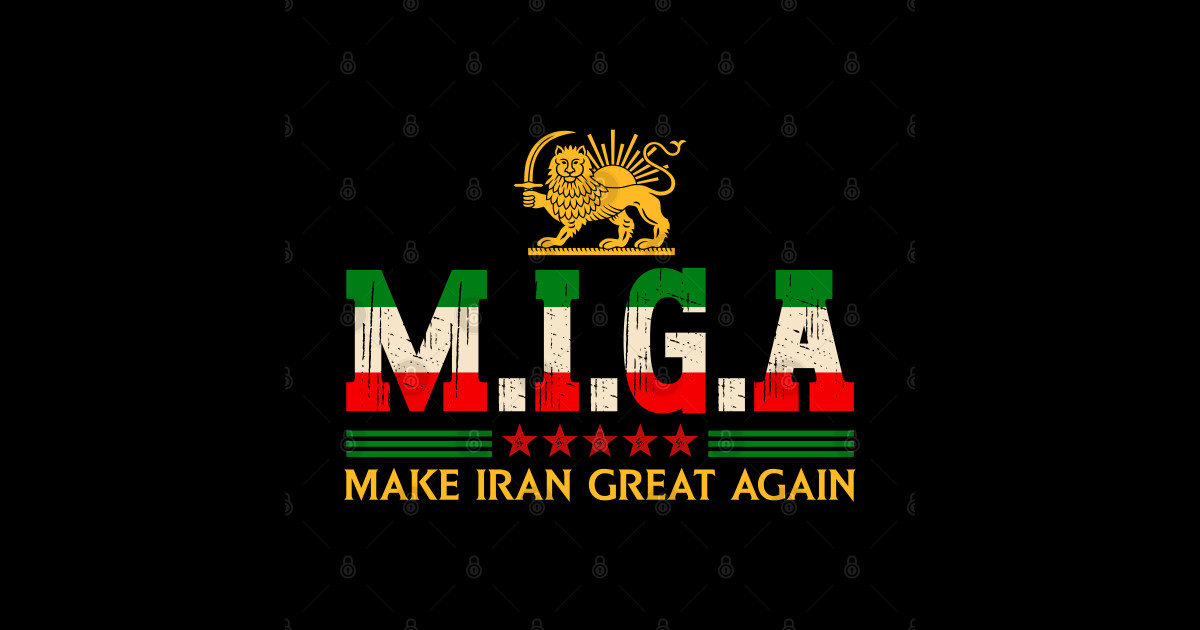 Iranian Shirt Make Iran Great Again Emblem Of Iran MIGA - Miga Make Iran Great Again - Sticker ...
