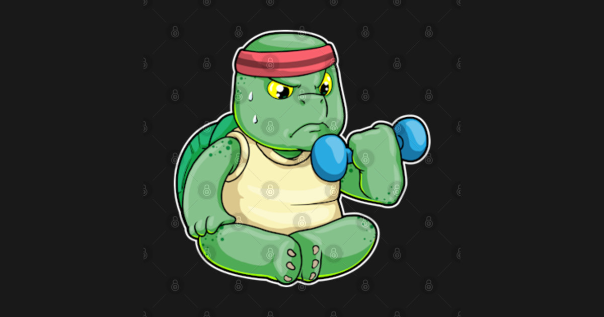 Turtle at Biceps Exercises with Dumbbell - Turtles - T-Shirt | TeePublic