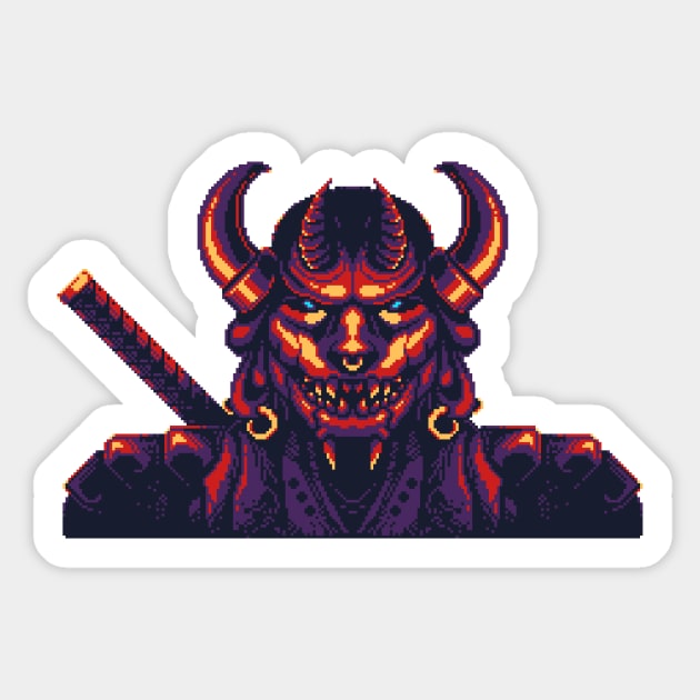 Pixel Demon Samurai - Pixel Art - Sticker | TeePublic