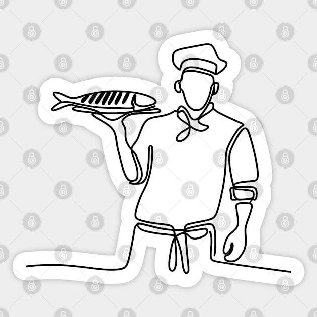 Chef Line Drawing - Chef - Sticker | TeePublic