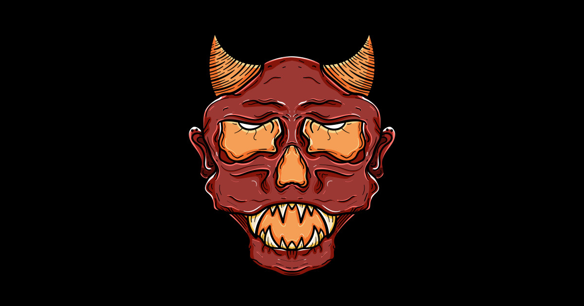Red oni mask - Oni - Sticker | TeePublic