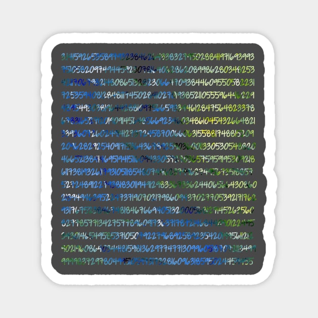 Digits of Pi (Green & Blue on Grey Background) - Math - Magnet | TeePublic
