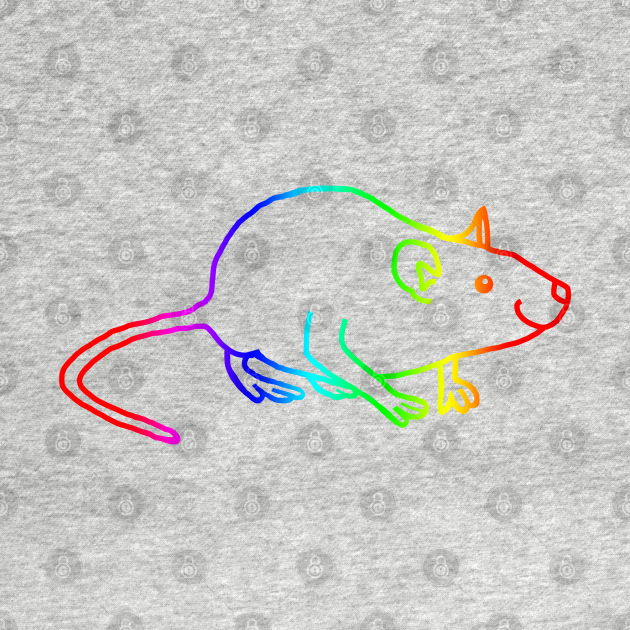 Rainbow Rat Outline - Pets - T-Shirt | TeePublic