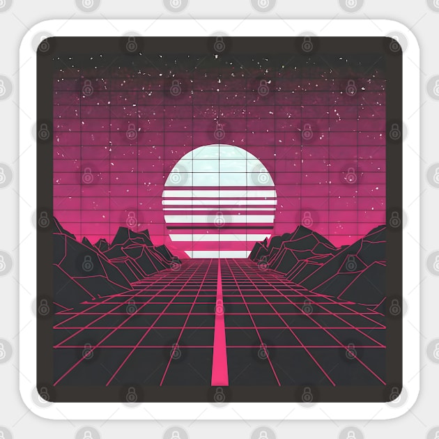 Synthwave highway sun - Synthwave Sun - Sticker | TeePublic