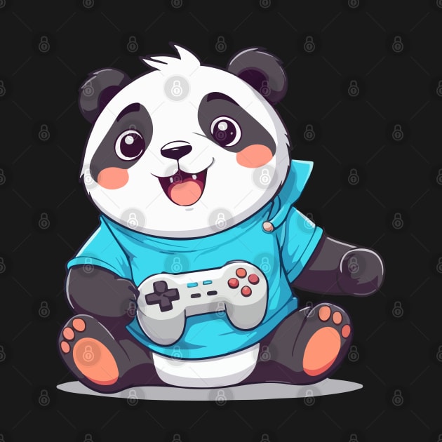 adorable Panda playing video game aesthetic - Panda - T-Shirt | TeePublic