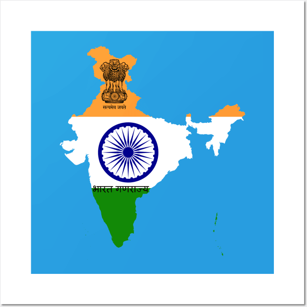 India flag & map - India - Posters and Art Prints | TeePublic