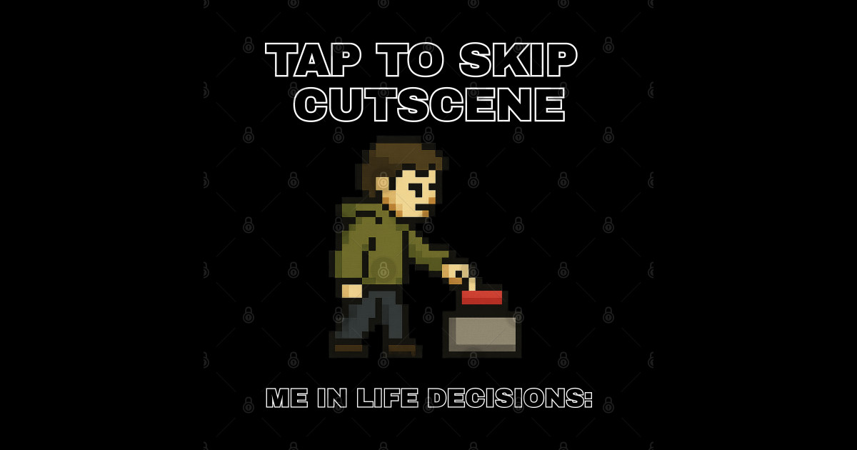 Tap to Skip Cutscene Pixel Art Meme - Skip Cutscene - Sticker | TeePublic