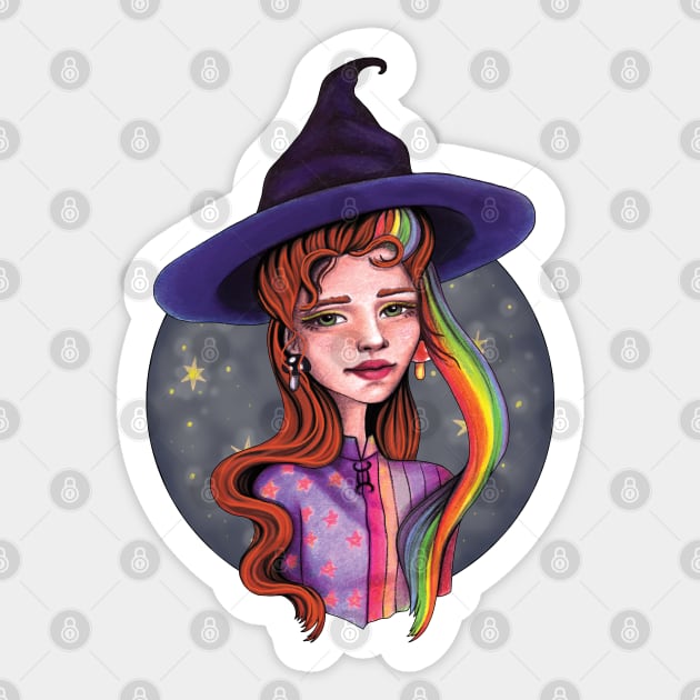 Ginger hair Gemini witch - Witch - Sticker | TeePublic