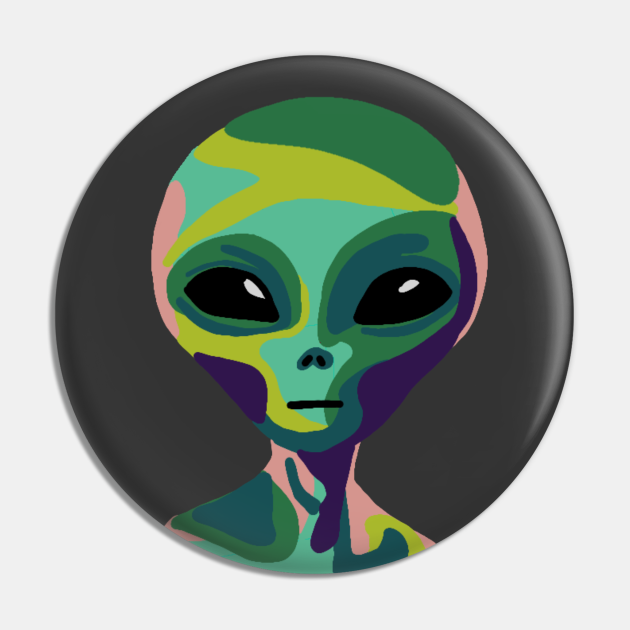 Pop Art Alien Portrait - Alien - Pin | TeePublic