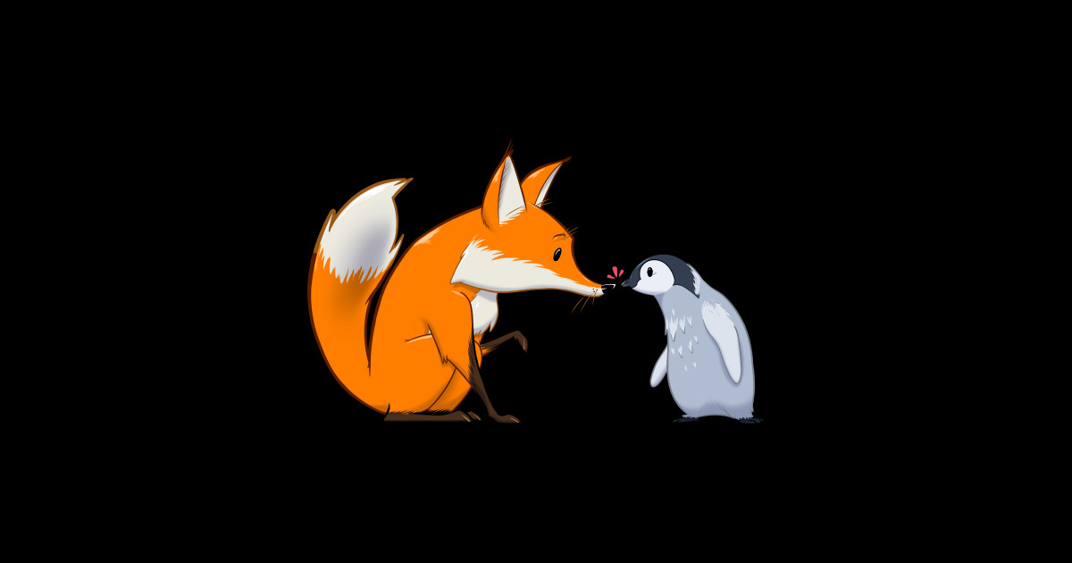 Baby Fox and Baby Penguin - Fox And Baby Penguin - Sticker | TeePublic