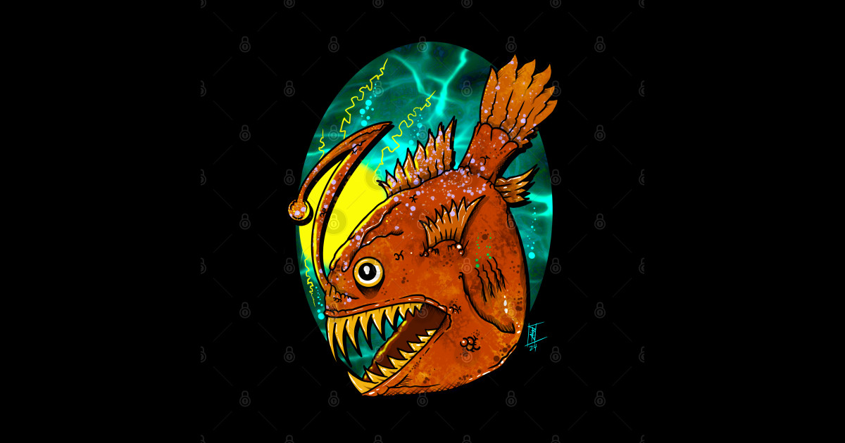 Angler fish - Anglerfish - Sticker | TeePublic