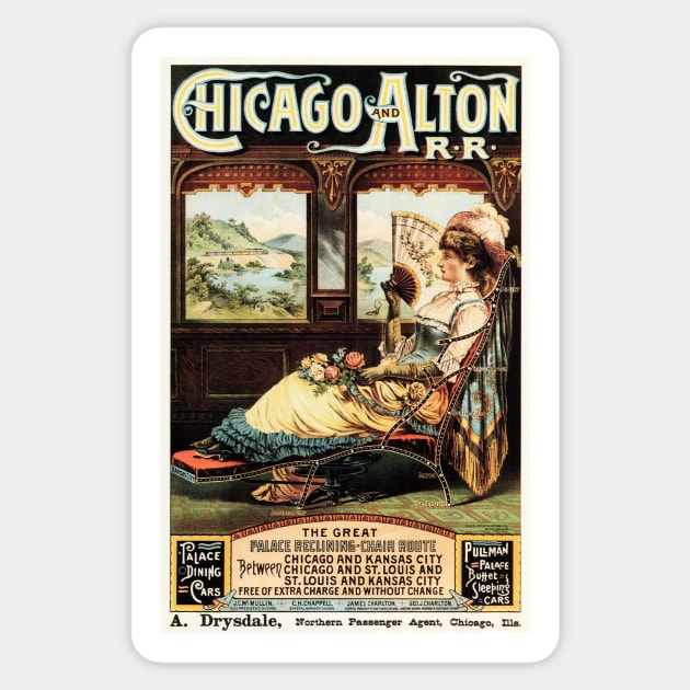 CHICAGO and ALTON The Great Palace Reclining Chair Route Vintage Rail ...