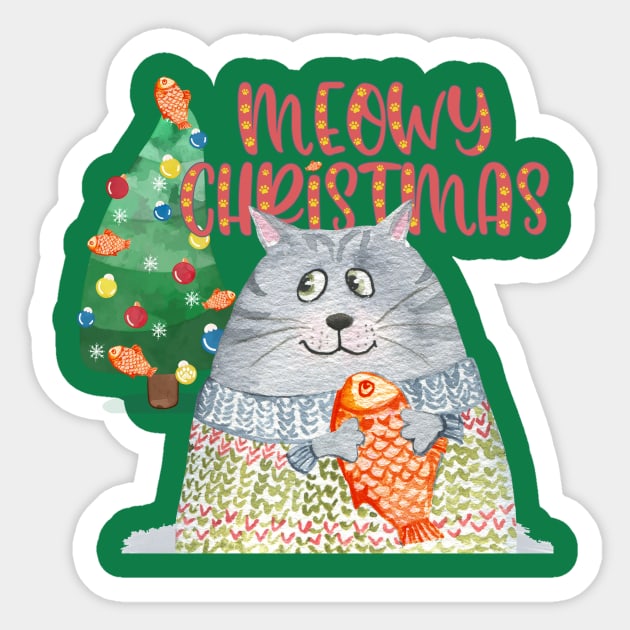 Meowy Christmas - Christmas - Sticker | TeePublic