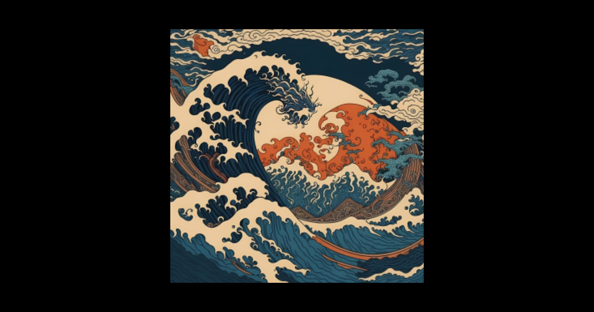 Big Wave with Dragon in water - The Big Wave - Sticker | TeePublic