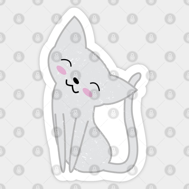Cute White Cat - Cute White Cat - Sticker | TeePublic