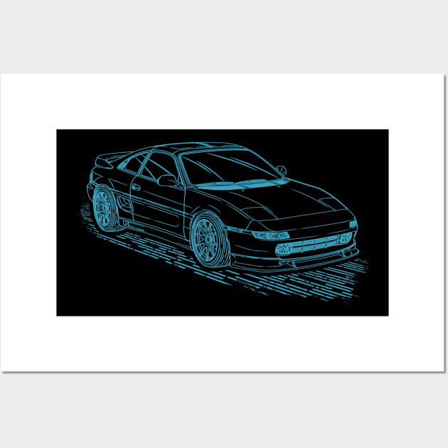 Toyota MR2 SW20 Lineart Blueprint - Toyota Mr2 - Posters and Art Prints ...