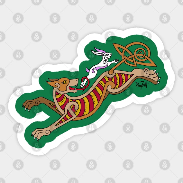 Celtic Hound and Hare - Hound Dog Chasing A Rabbit - Sticker | TeePublic