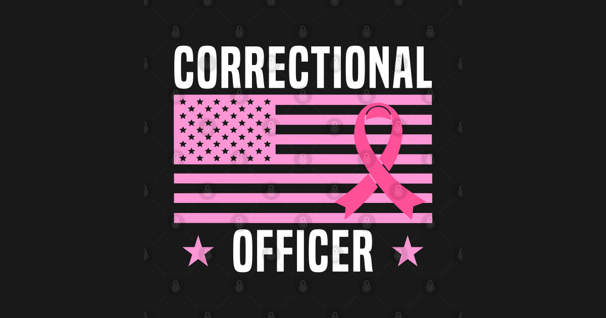 Breast Cancer Awareness Correctional Officer Ribbon USA Flag - Breast ...