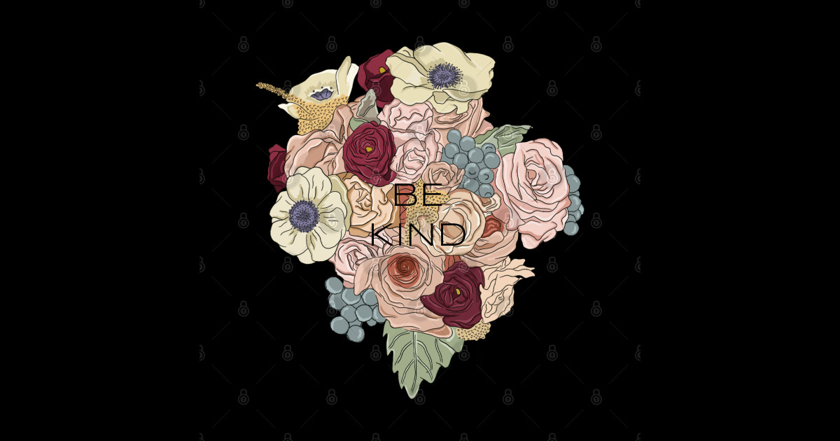 Be Kind Botanical Art - Feminine Flower Design - Sticker | TeePublic