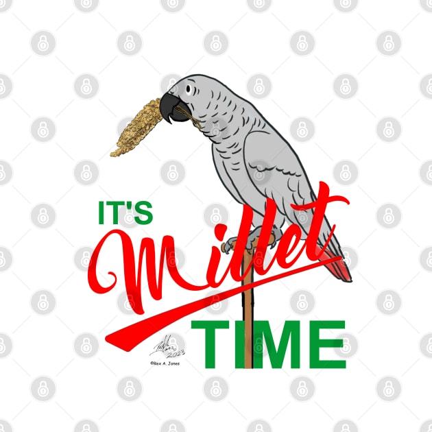 It's Millet Time-Oscar the Cartoon Parrot - Parrot Humor - T-Shirt ...