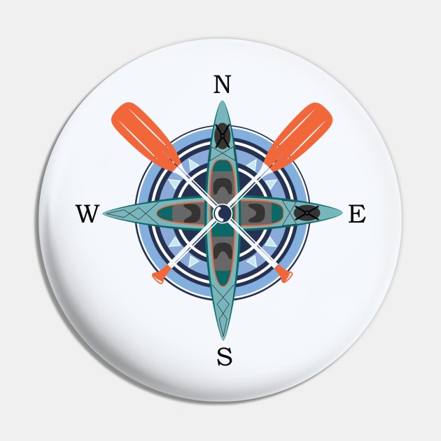 Canoe and Paddle Compass Rose - Canoeing Gift - Pin | TeePublic