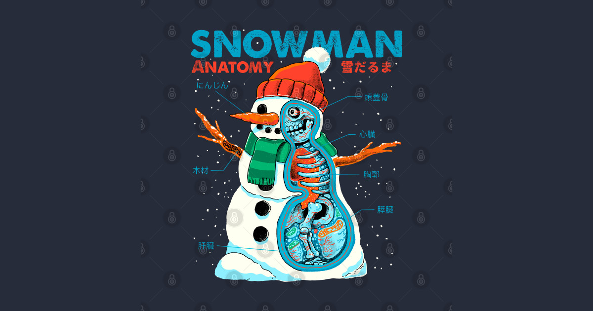 Snowman Anatomy - Snowman Christmas - T-Shirt | TeePublic