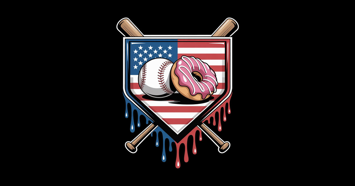 Baseball Home Plate Drip Donut Ice Cream Drip Flag American - Baseball ...