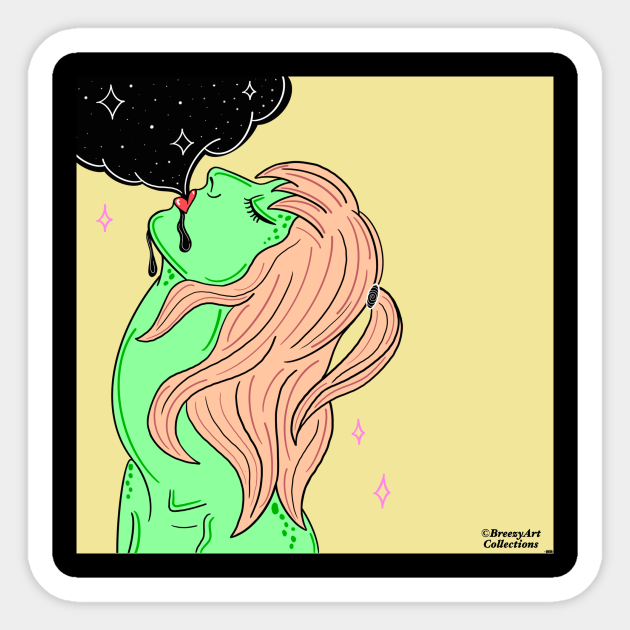 Smoking Alien Baddie - Alien - Sticker | TeePublic